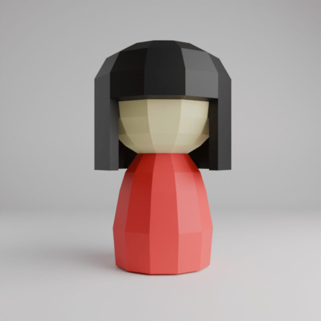 Kokeshi Doll Digital Papercraft File - DXF, SVG, Pdf Template 3D Low ...