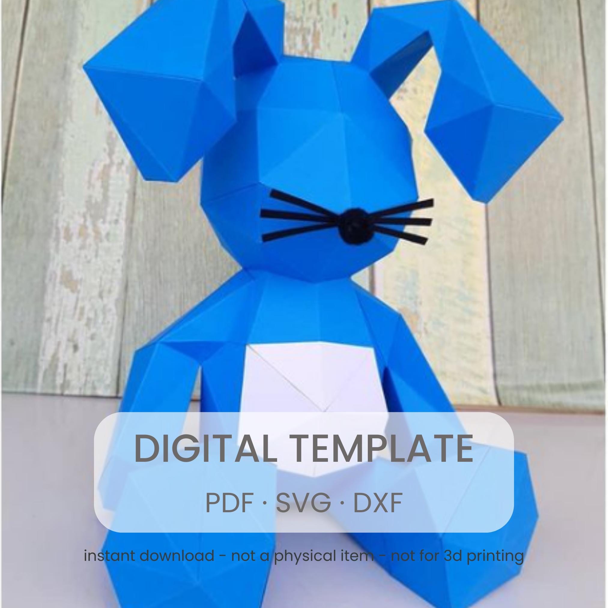 Bunny Papercraft Template: Low Poly Easter Rabbit 3D Sculpture (SVG ...