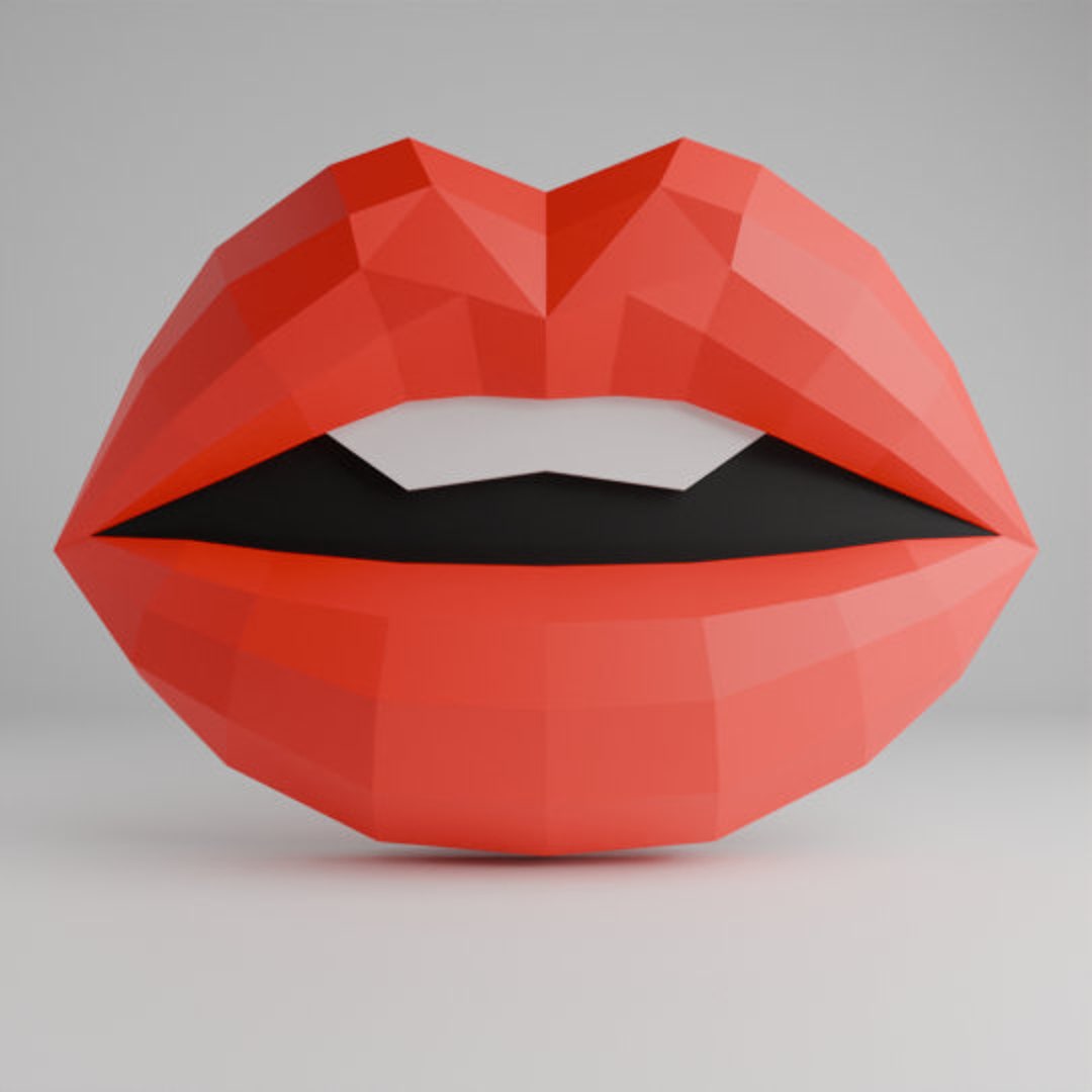 Mouth Papercraft Digital Template DXF, SVG, Pdf File for 3D Low Poly ...