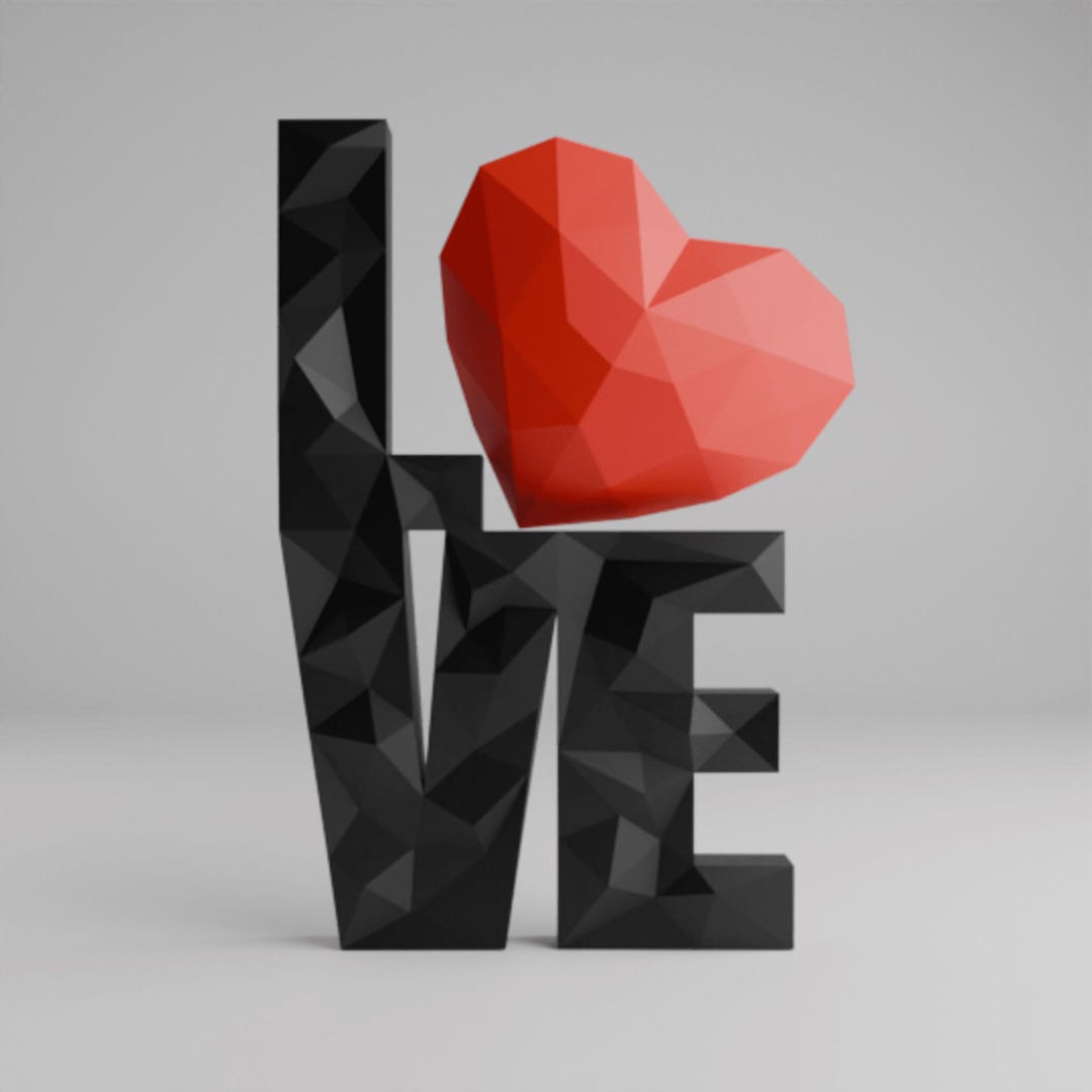Love Frame Digital Papercraft File - DXF, SVG, Pdf Template for 3D Low ...