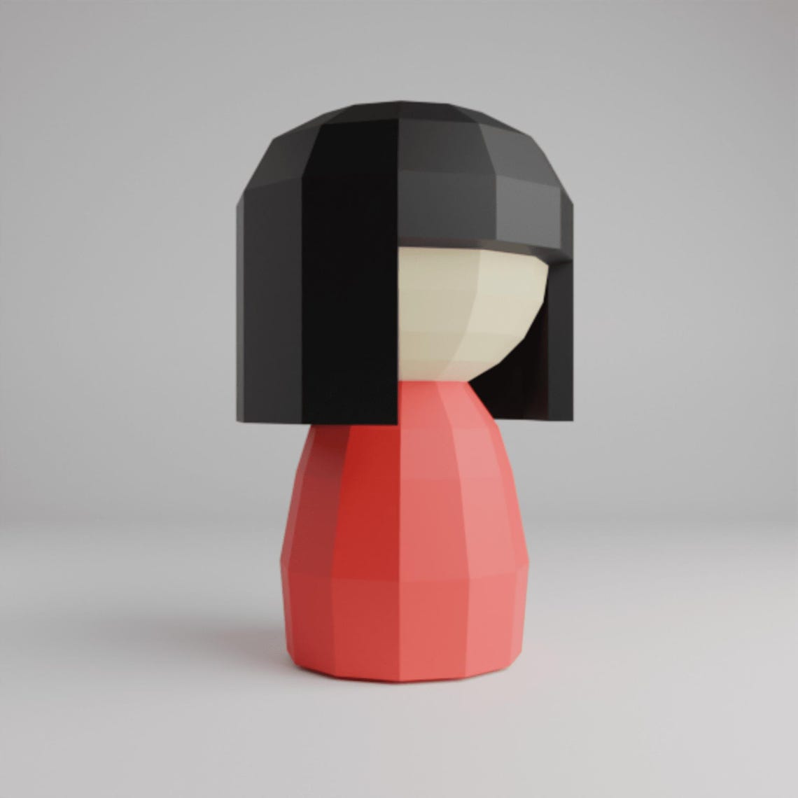 Kokeshi Doll Digital Papercraft File - DXF, SVG, Pdf Template 3D Low ...