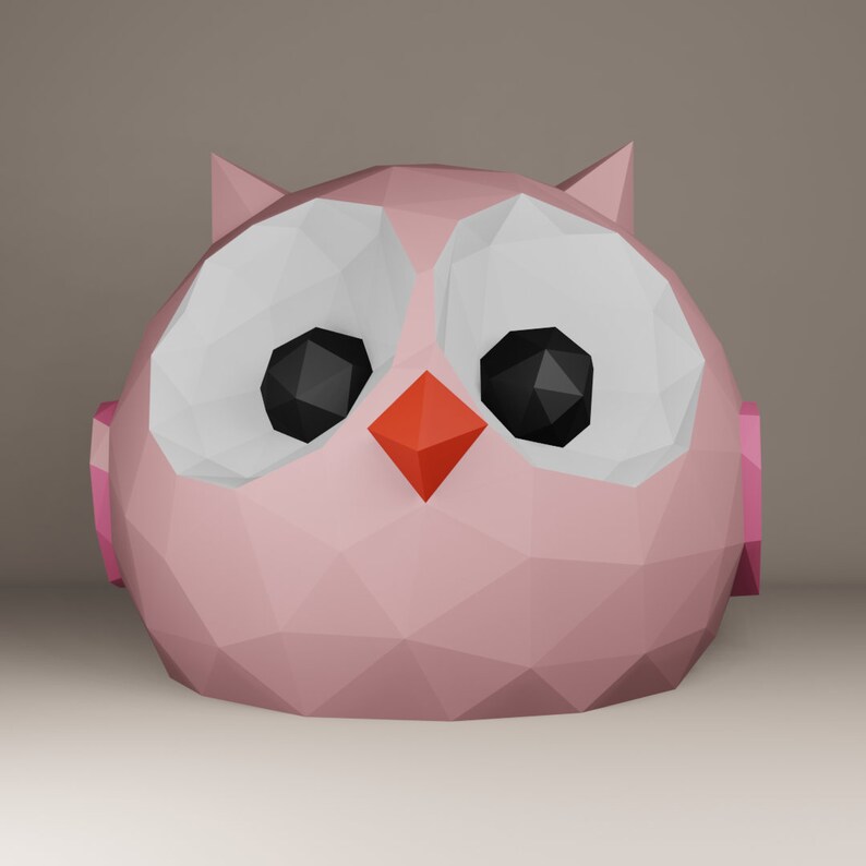 Low Poly Owl Digital File - DXF, SVG, Pdf Papercraft Template for 3D ...