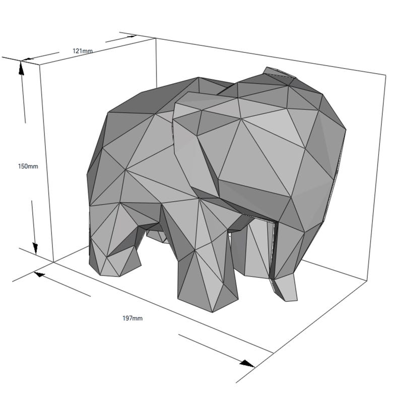 Baby Elephant Digital Papercraft Template - DXF, SVG, Pdf File for 3D ...