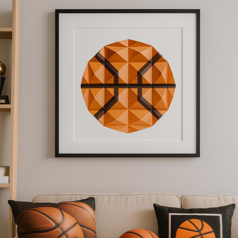 3D Basketball Frame Papercraft Template: Low Poly Sports Decor (digital ...