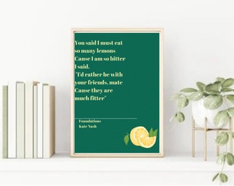 Kate Nash Foundations Digital Print Lyrics, Pop Art Wall Decor, Music ...