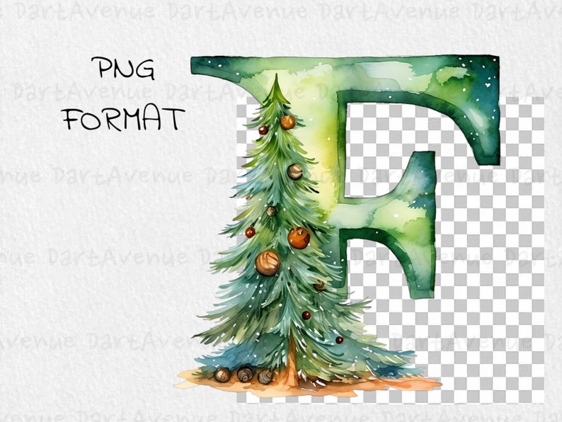 Christmas Alphabet PNG, Watercolor Clipart Collection, Christmas ...