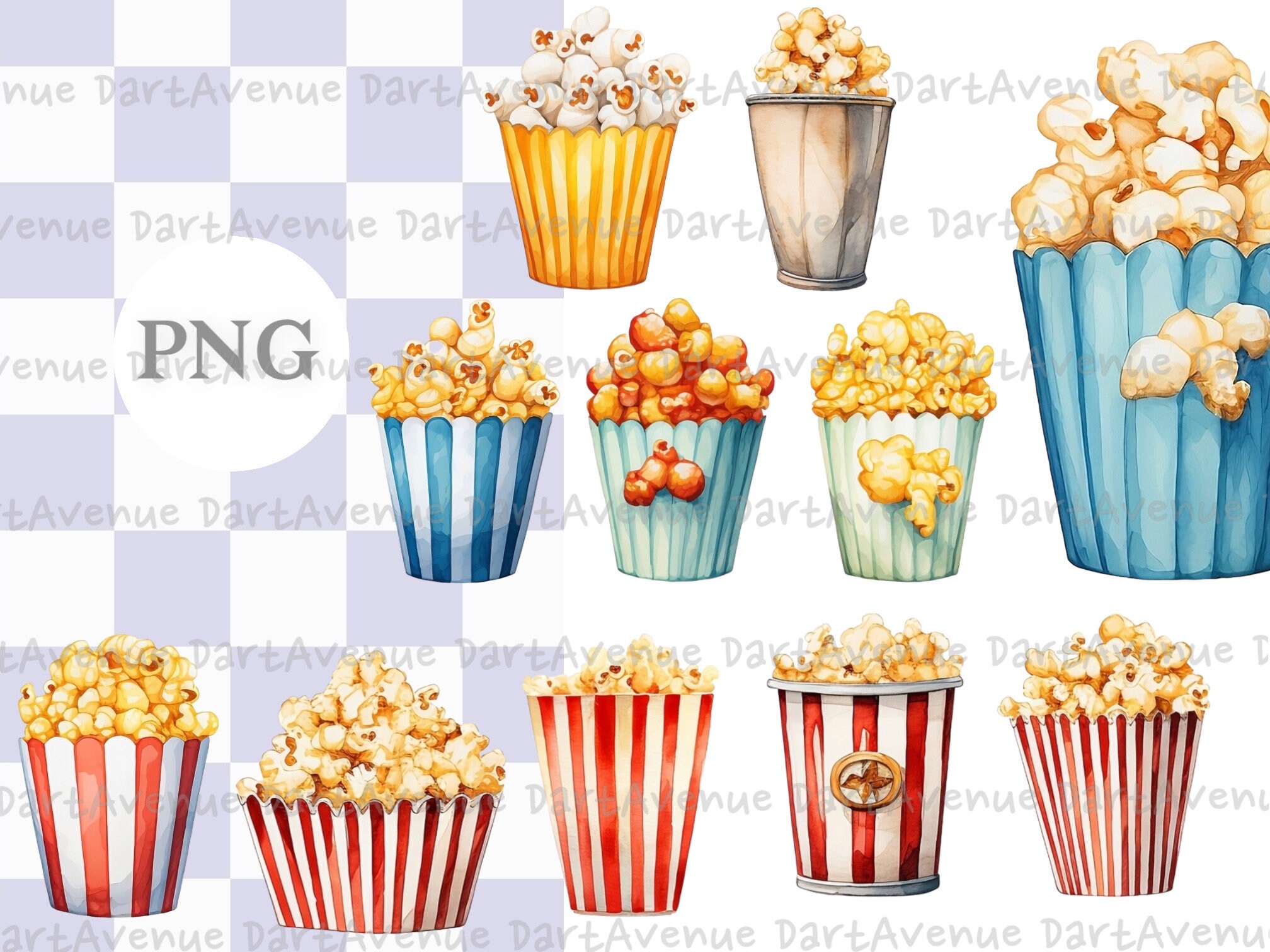 Watercolor Cinema Clipart Collection, Film, Popcorn, Movie Clipart Logo ...