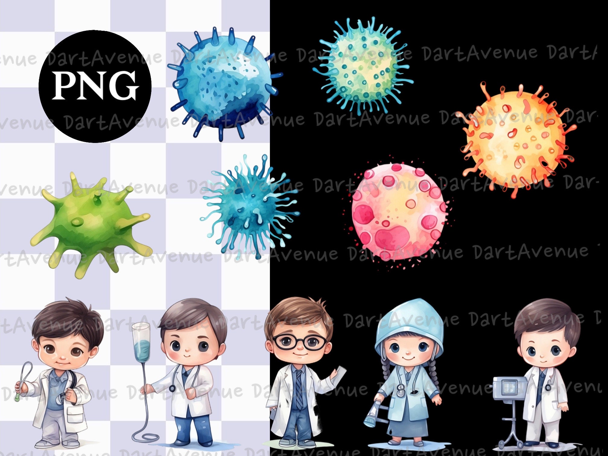 Medical Watercolor Clipart Collection, Medicine Sticker, Health ...