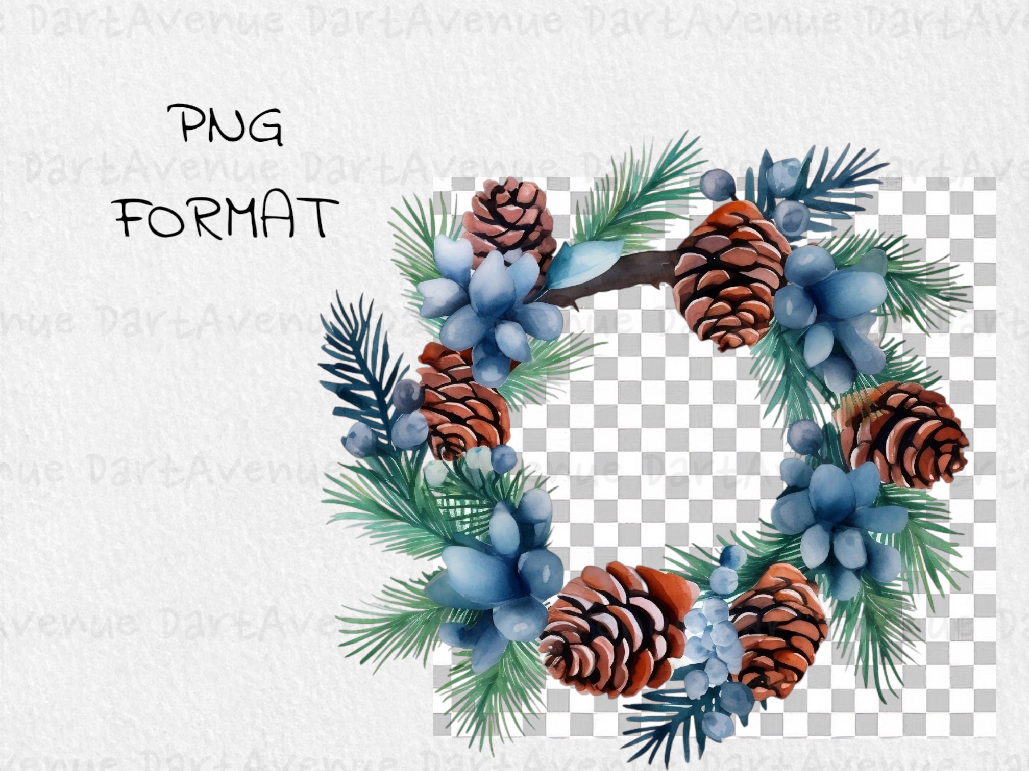 Watercolor Pine Cone Clipart Collection, Christmas Wreath Watercolor ...