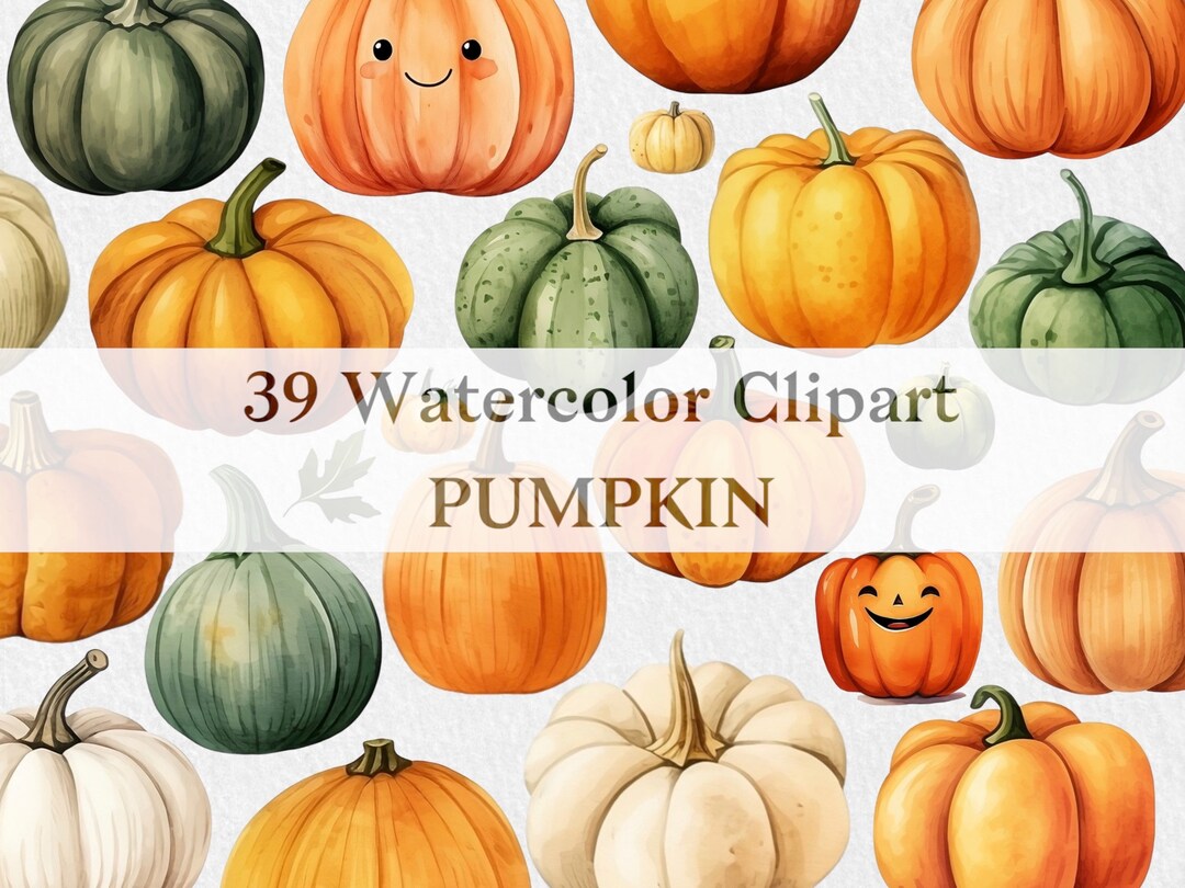 Watercolor Pumpkins Clipart, Boho Pumpkin, Watercolor Autumn Clipart ...