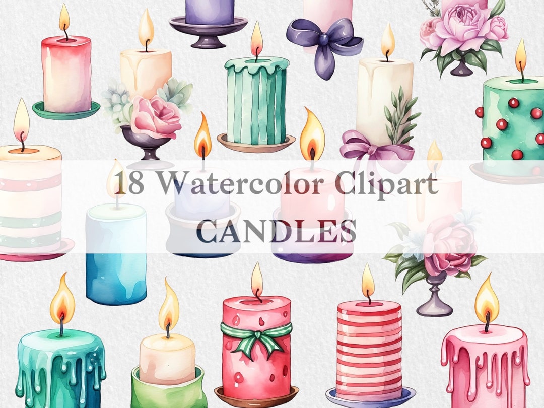 Watercolor Candles Clipart, Candles Transparent PNG, Digital Download ...