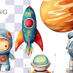 Space Watercolor Clipart, Space Exploration, Planets, Astronauts ...