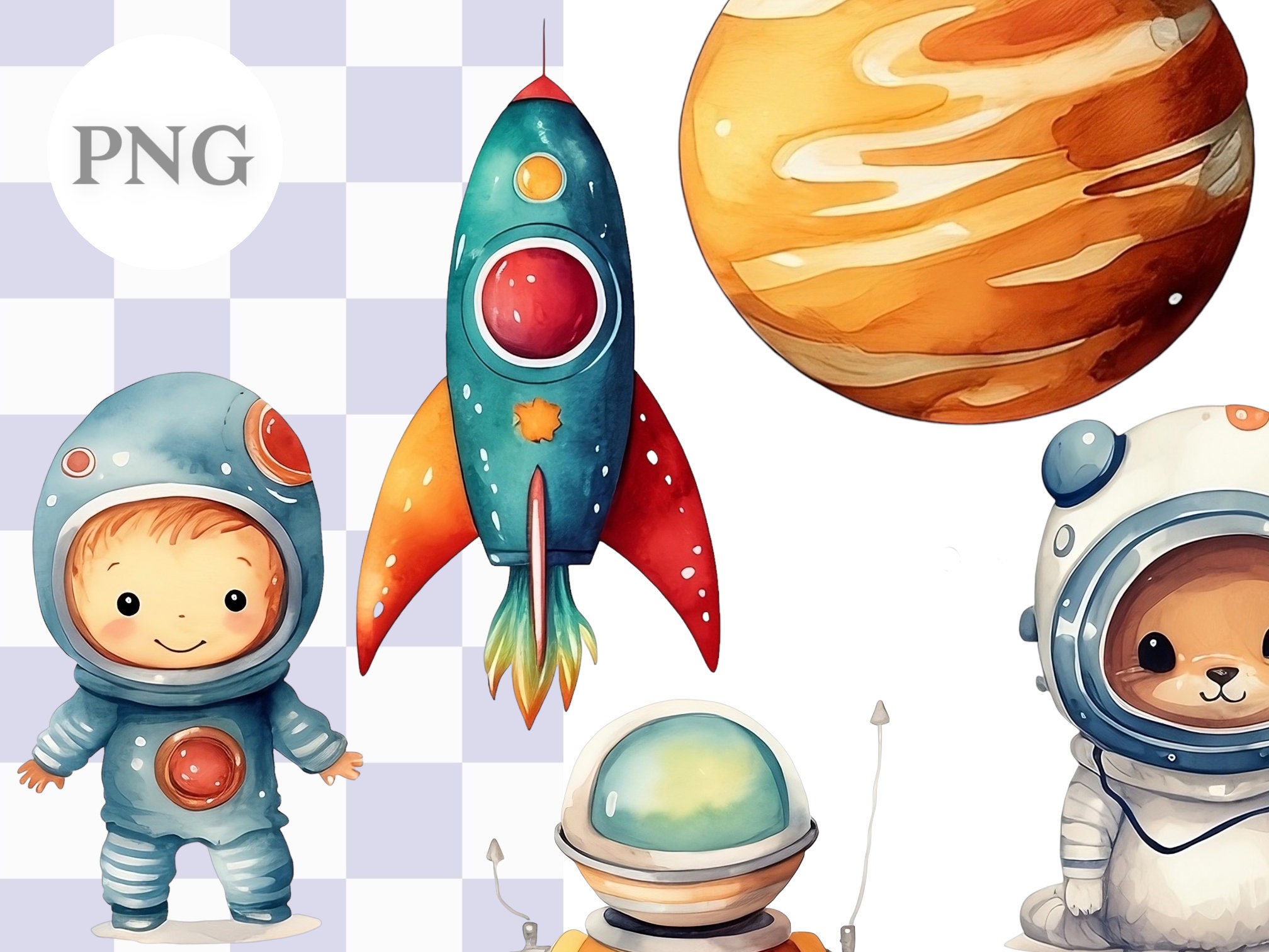 Space Watercolor Clipart, Space Exploration, Planets, Astronauts ...
