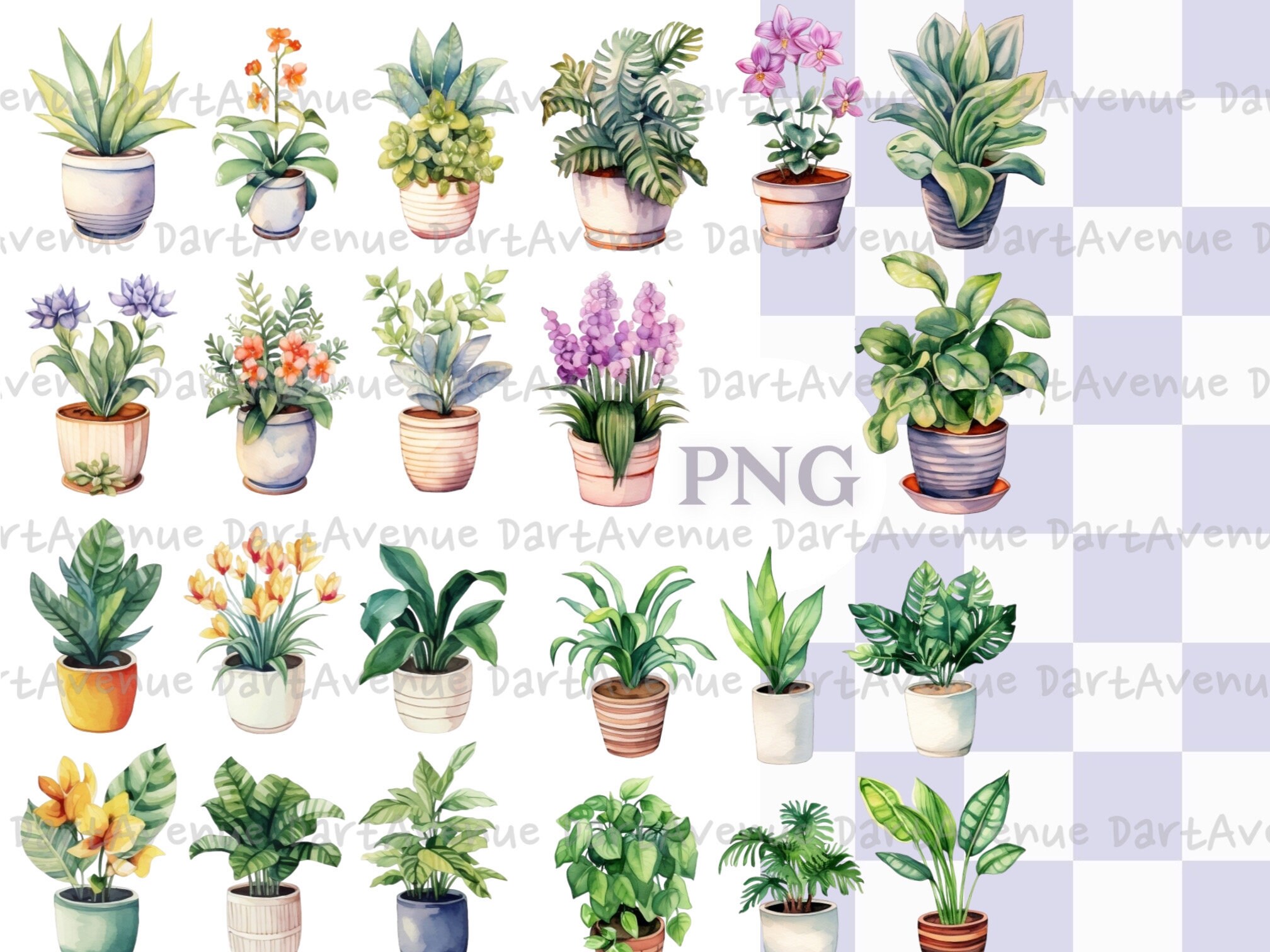 Watercolor Homeplants Clipart Potted Plants Clipart - Etsy