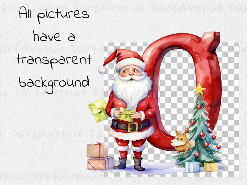 Christmas Alphabet Clipart - 26 High Quality PNG, Santa Claus ...