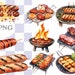 Barbecue Watercolor Clipart, BBQ Clipart Collection, Grill PNG Format ...