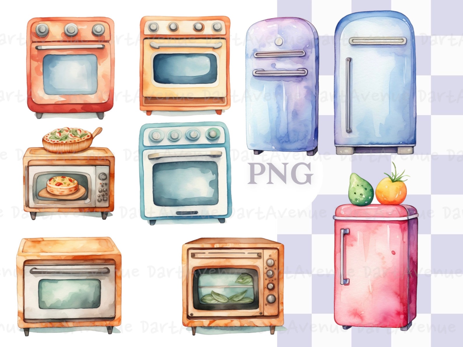 56 Kitchen Watercolor Clipart, Food Clipart, Home Decor Watercolor ...