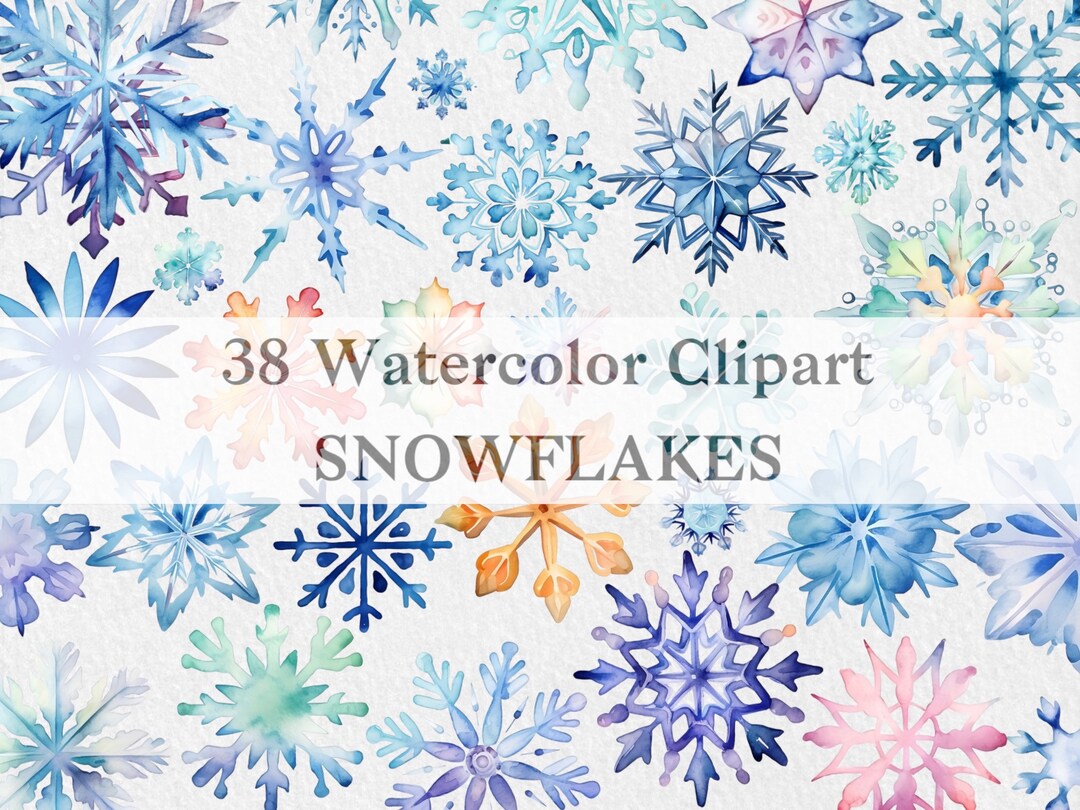 Watercolor Snowflakes Clipart Collection, Christmas Watercolor Style ...