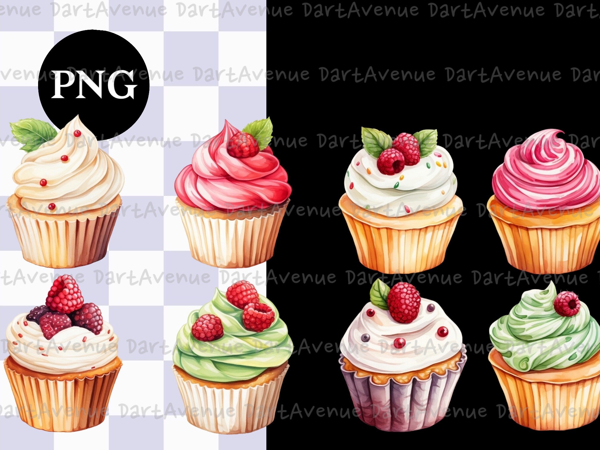 Watercolor Cupcake Clipart Bundle, Colorful Cupcakes, Card Making ...