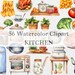 56 Kitchen Watercolor Clipart, Food Clipart, Home Decor Watercolor ...