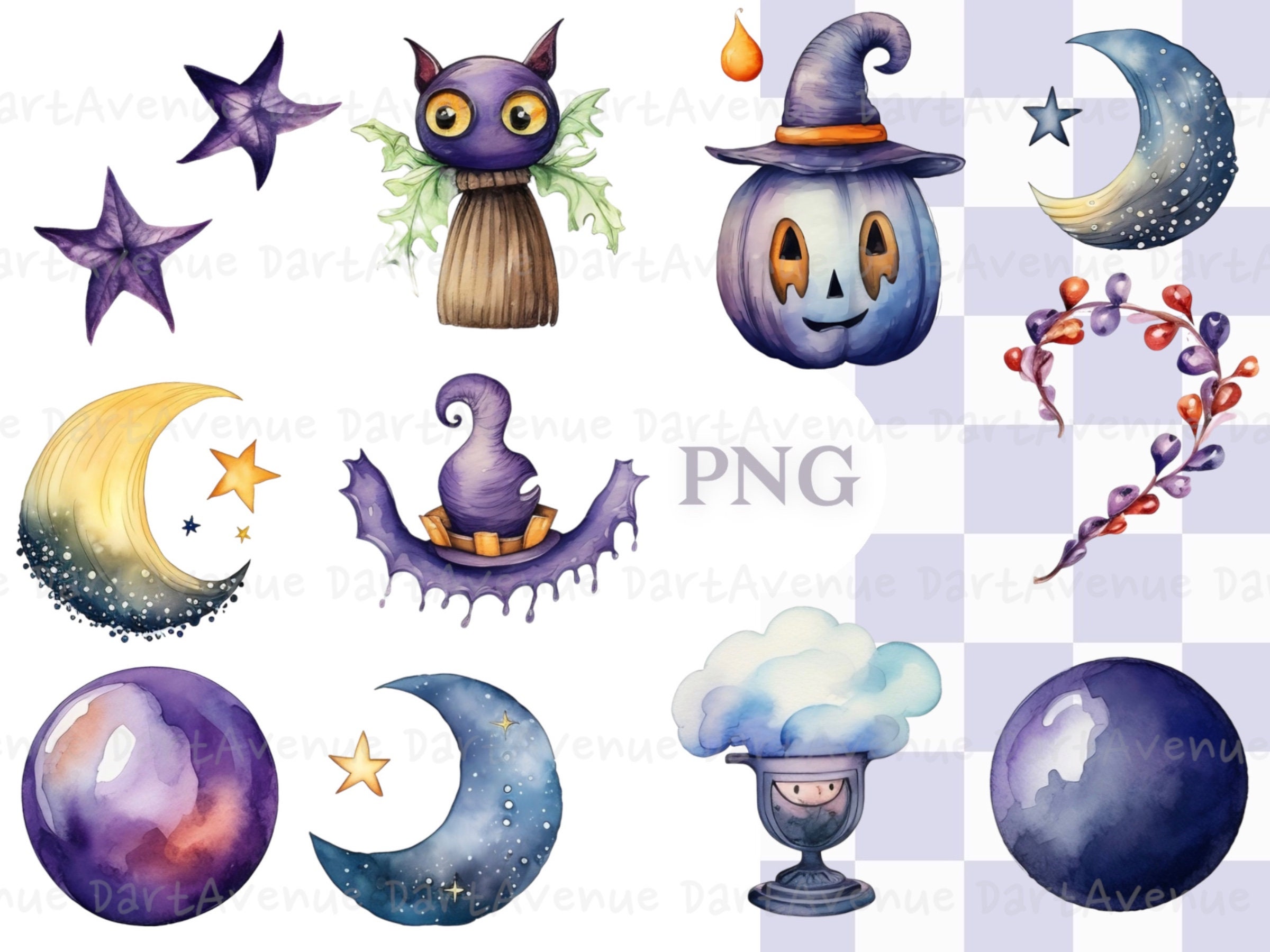 Halloween Watercolor Clipart, Bat Watercolor Clipart Bundle, Ghost ...