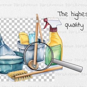 Watercolor Cleaning Clipart Collection, Cleaner Art, Household Chores ...