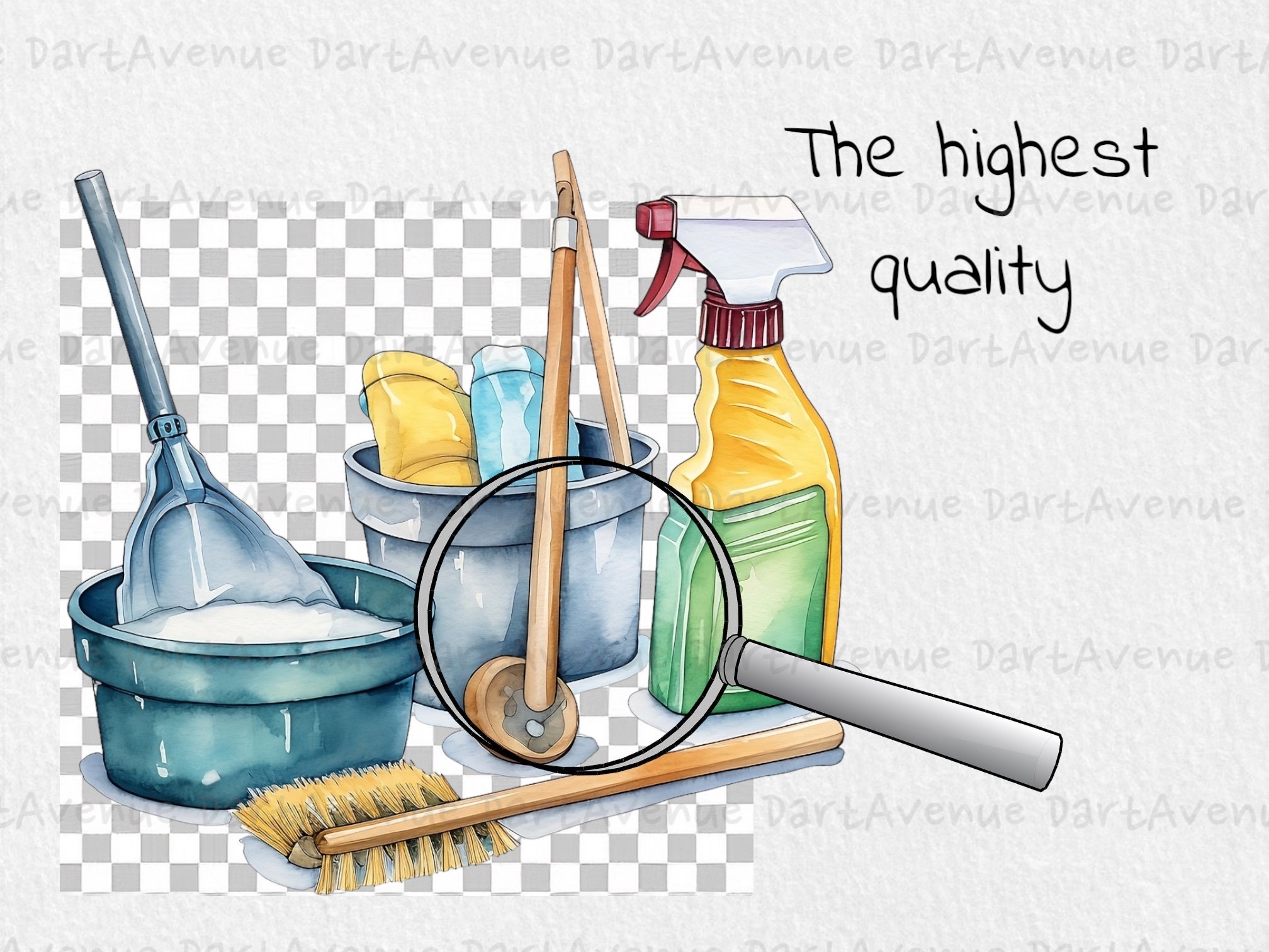 Watercolor Cleaning Clipart Collection Cleaner Art Household Chores Logo Sticker Vacuum