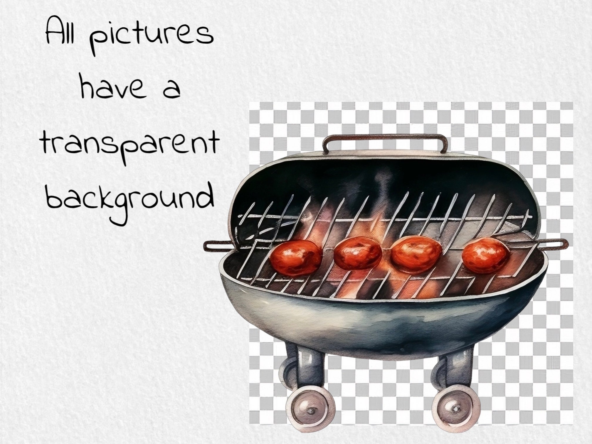 Barbecue Watercolor Clipart, BBQ Clipart Collection, Grill PNG Format ...