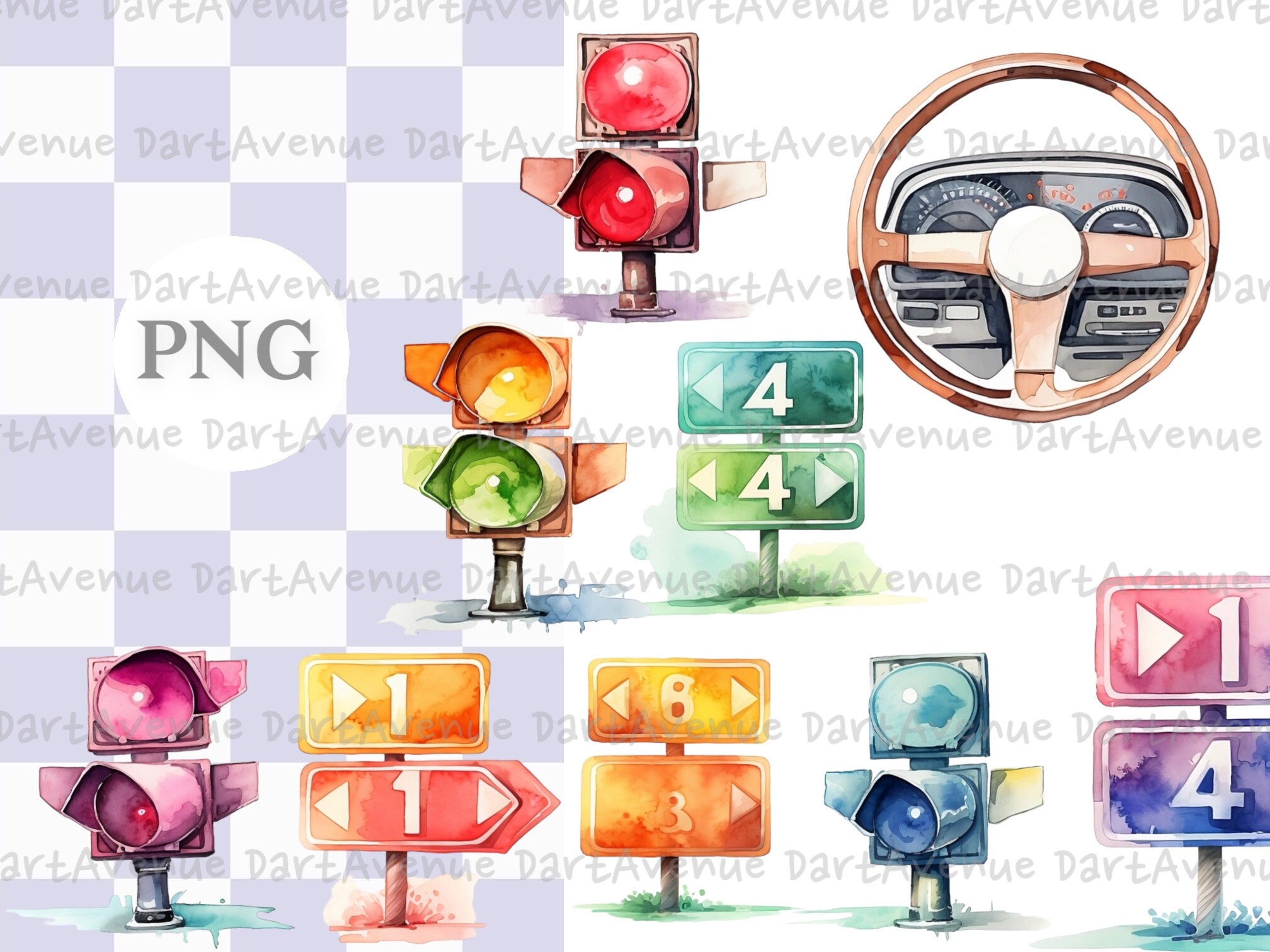 Watercolor Road Travel Clipart Collection, Empty Road Logo Sticker, Car ...