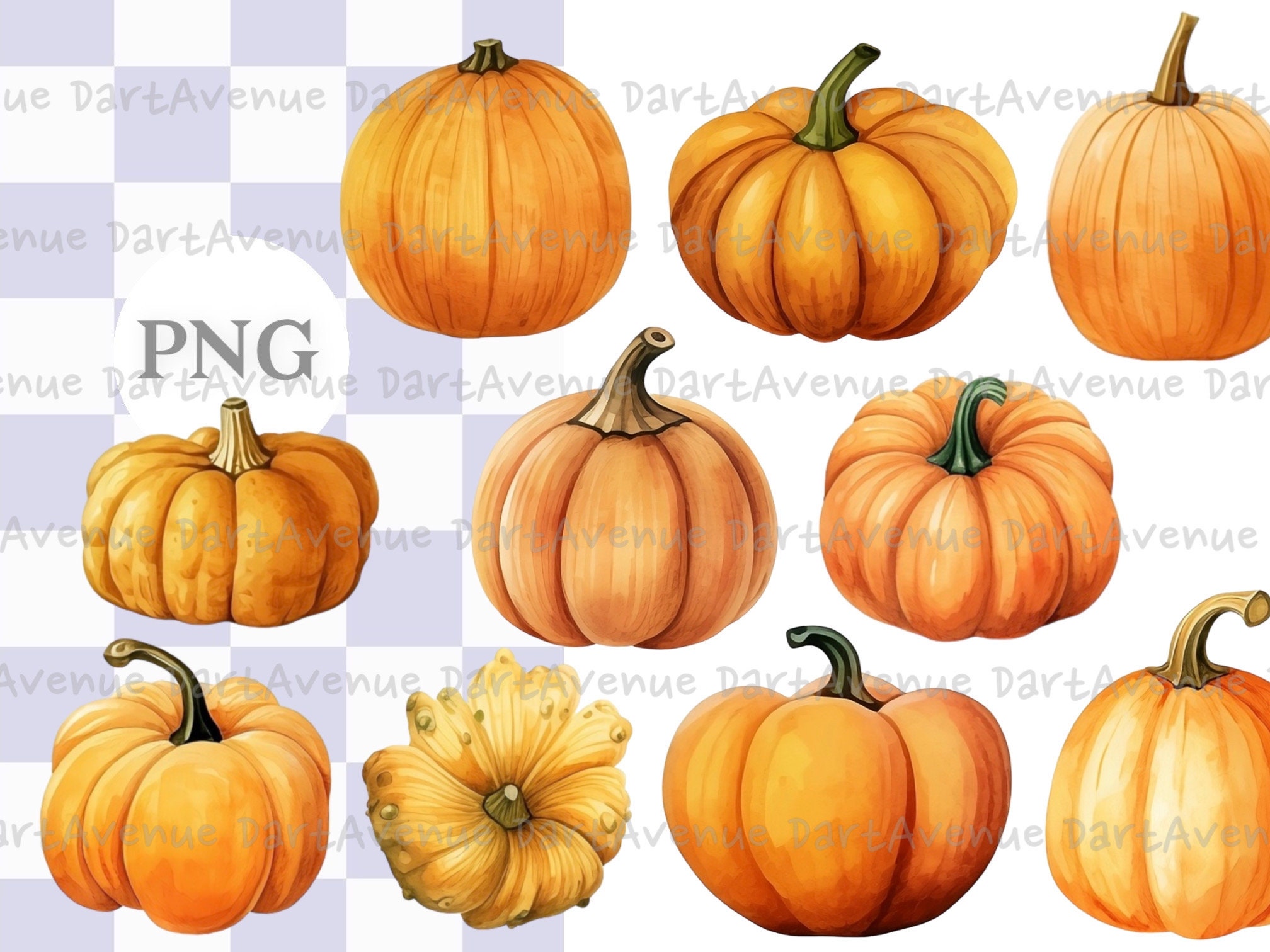 Watercolor Pumpkins Clipart Boho Pumpkin Watercolor Autumn - Etsy