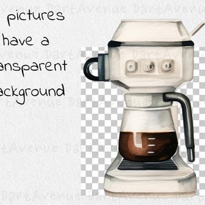 Coffee Watercolor Clipart Collection, Coffee Machine Art, Coffee ...