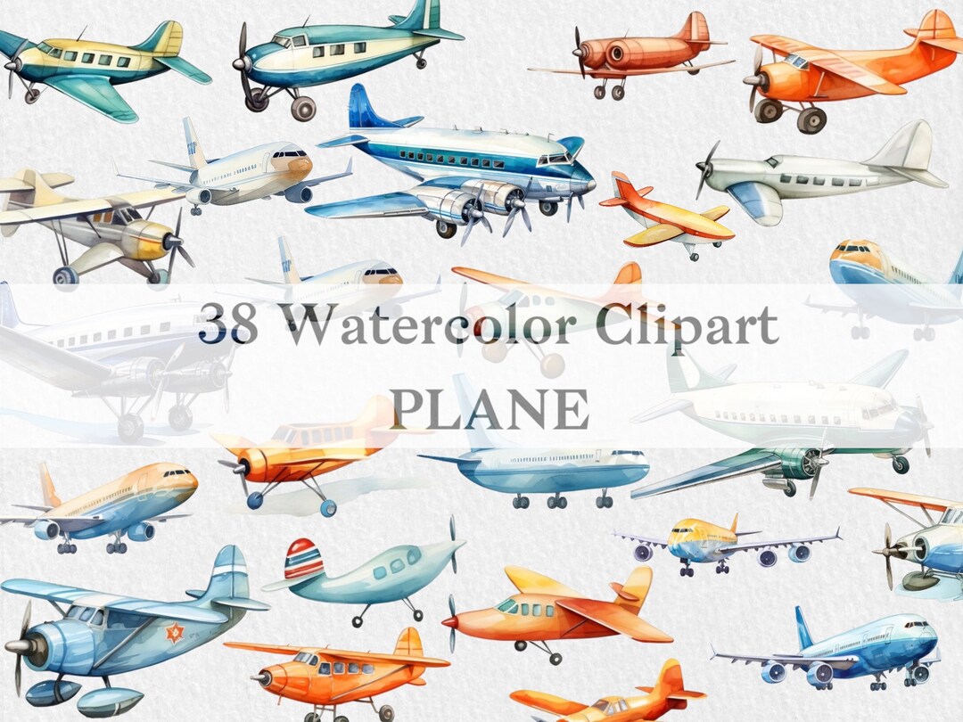 Airplane Print Plane Watercolor Clipart, Aviation Decor, Airplane ...