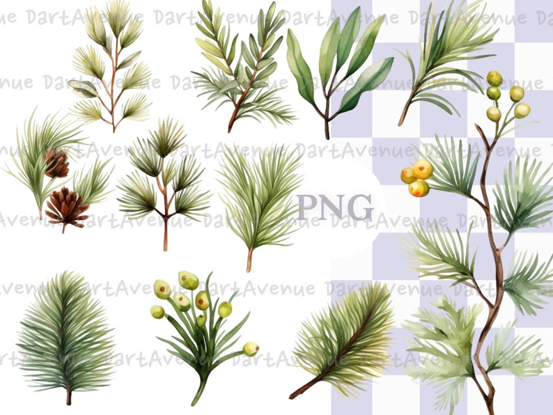 Watercolor Pine Cone Clipart Collection, Christmas Wreath Watercolor ...