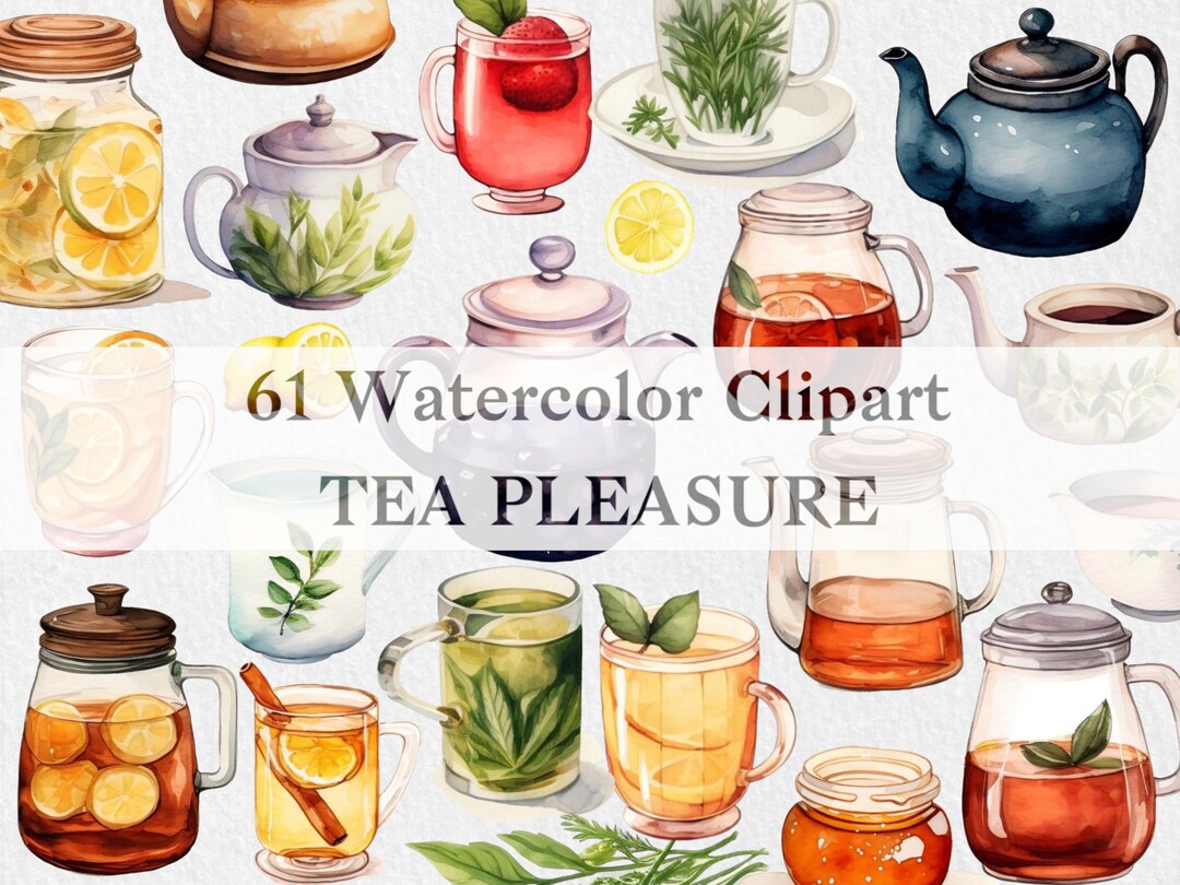 Tea Watercolor Clipart, Tea Time, Green Tea Illustration, Black Tea ...
