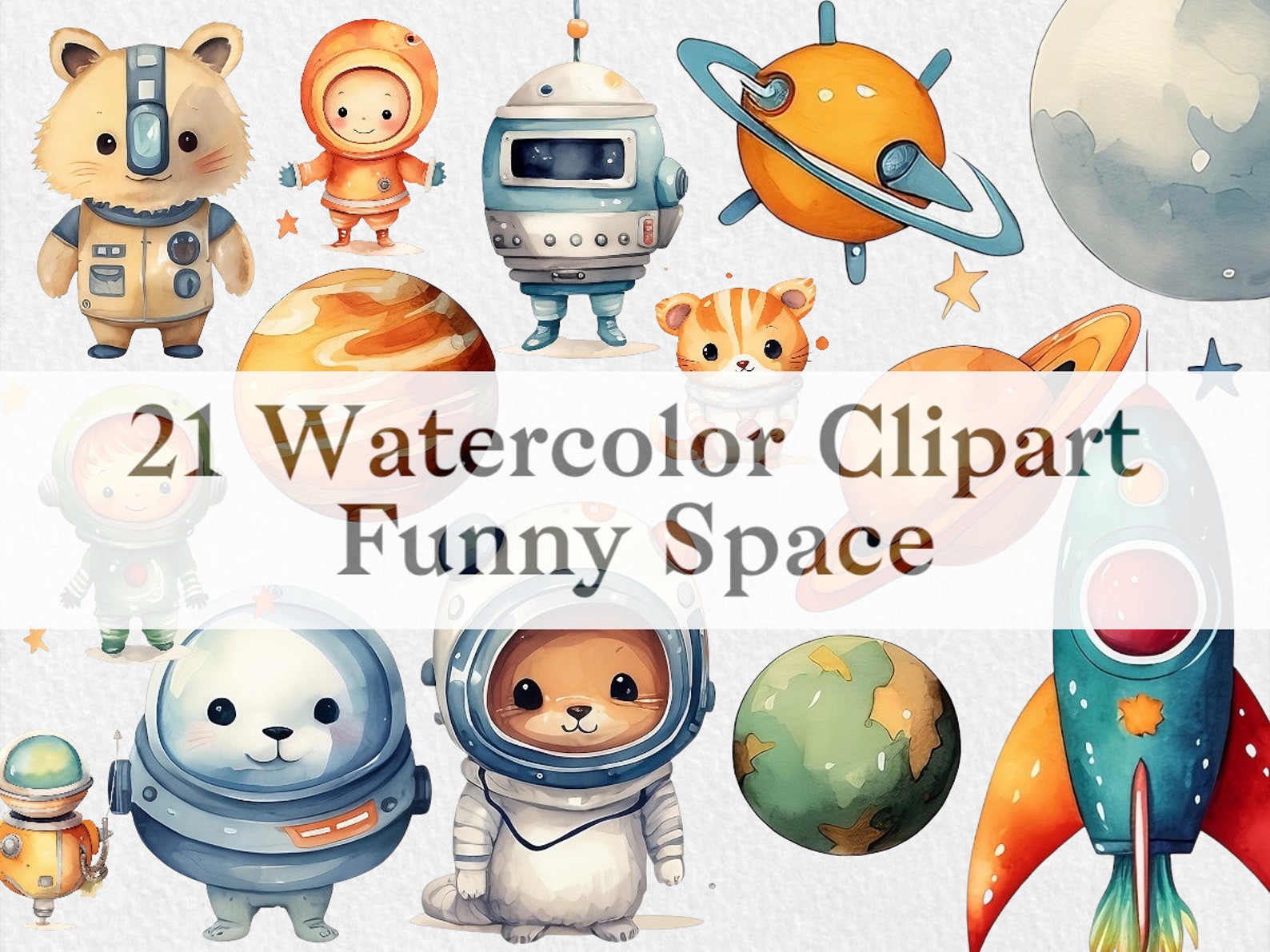 Space Watercolor Clipart, Space Exploration, Planets, Astronauts ...