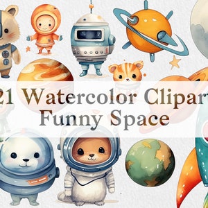 Space Watercolor Clipart, Space Exploration, Planets, Astronauts ...
