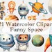 Space Watercolor Clipart, Space Exploration, Planets, Astronauts ...