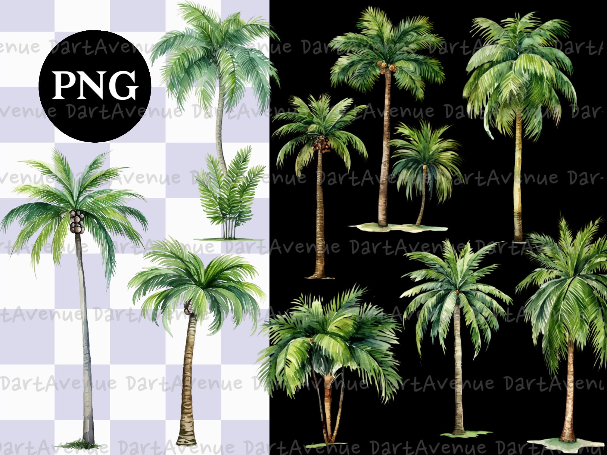 Coconut Watercolor Clipart Collection, Tropical Clipart, Palm Trees, 34 ...