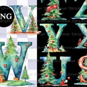 Christmas Alphabet PNG, Watercolor Clipart Collection, Christmas ...