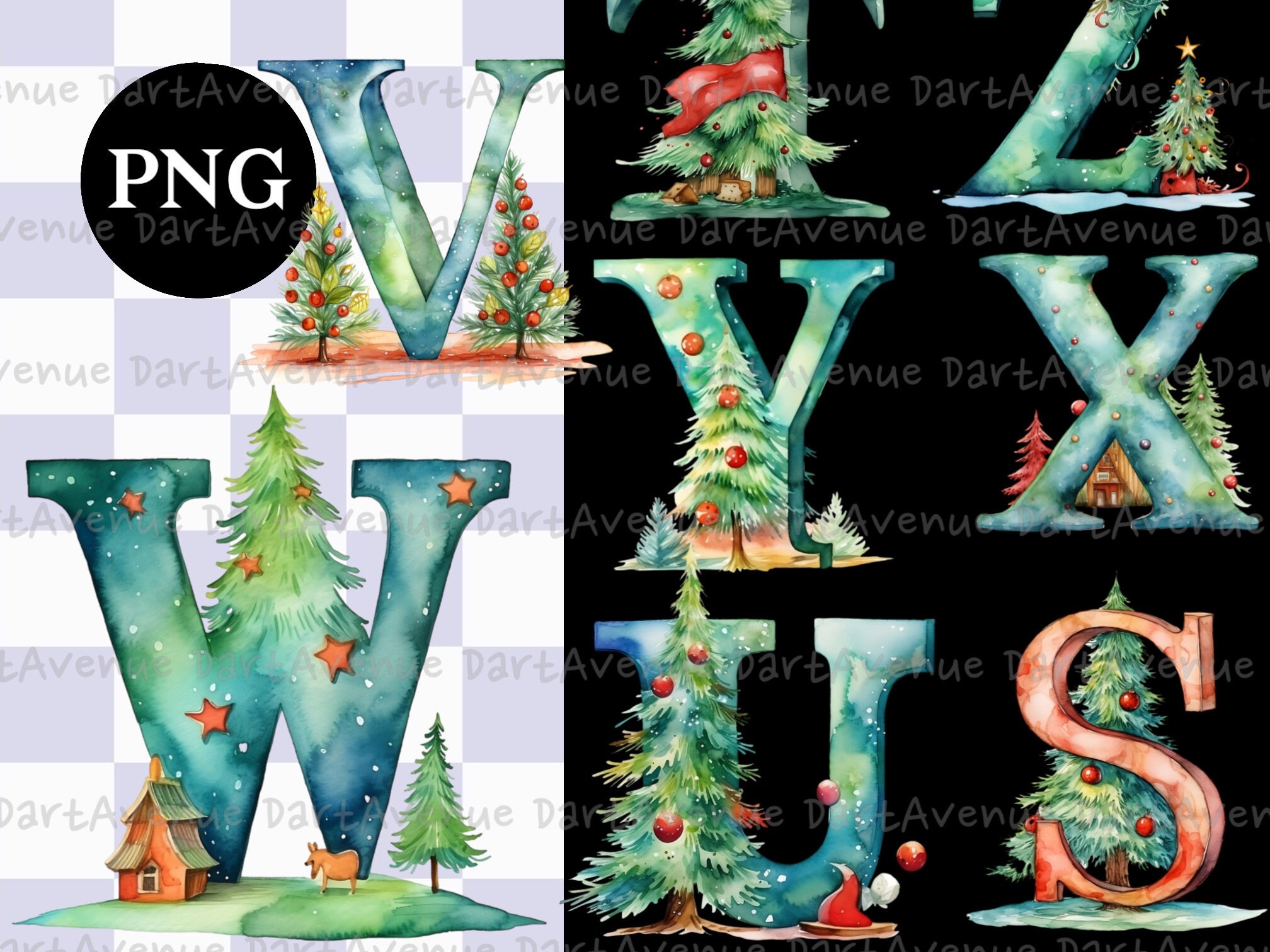 Christmas Alphabet PNG, Watercolor Clipart Collection, Christmas ...