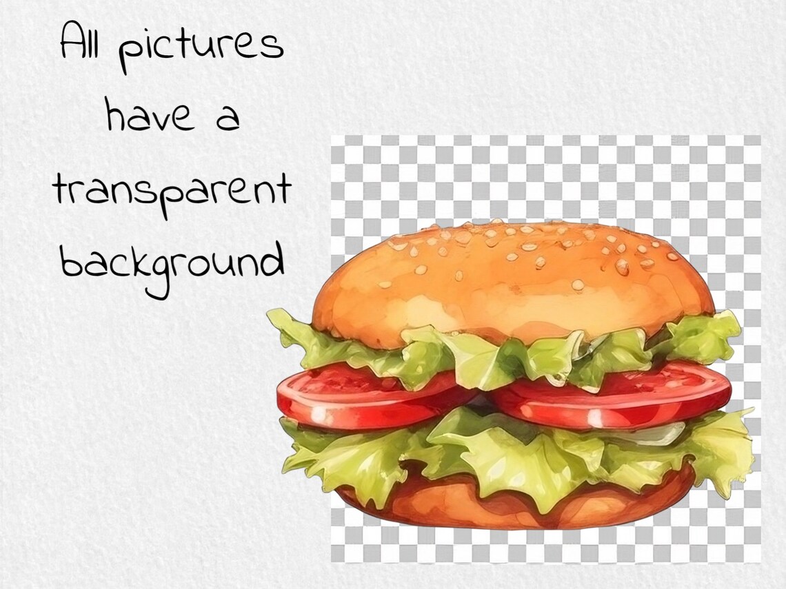 Fast Food Watercolor Clipart Collection Hamburgers - Etsy