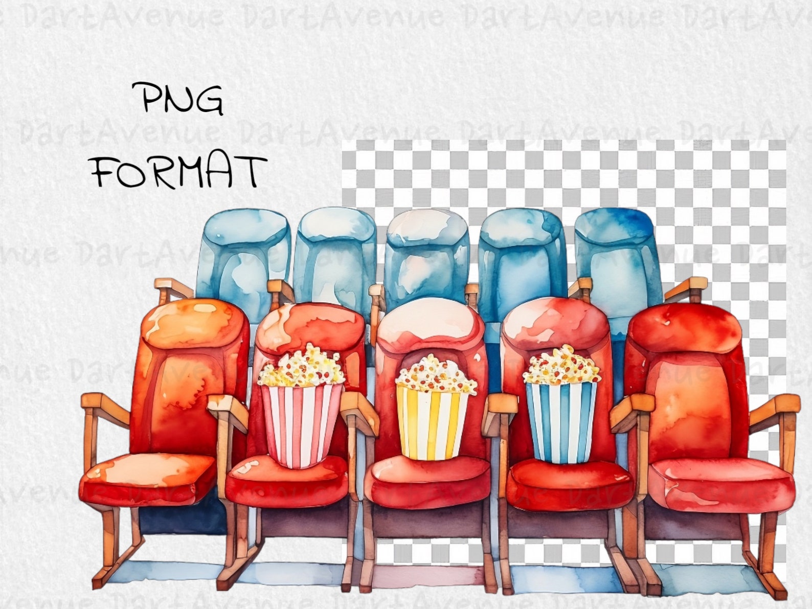 Watercolor Cinema Clipart Collection, Film, Popcorn, Movie Clipart Logo ...