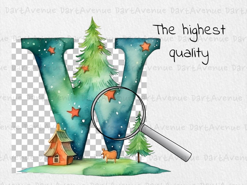 Christmas Alphabet PNG, Watercolor Clipart Collection, Christmas ...