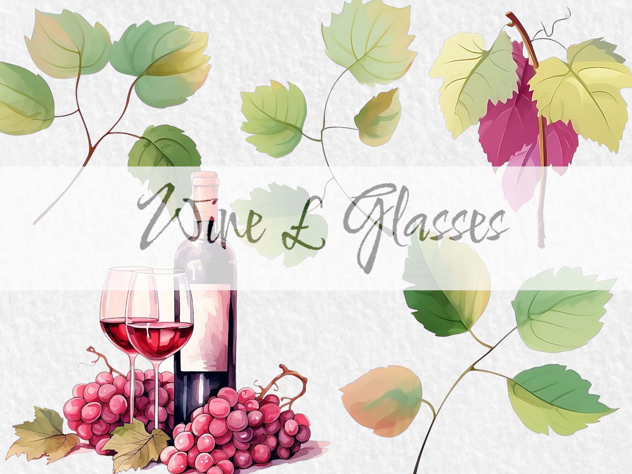 Watercolor Grape Clipart, Digital PNG, Wine Graps, Floral Clipart, Art ...