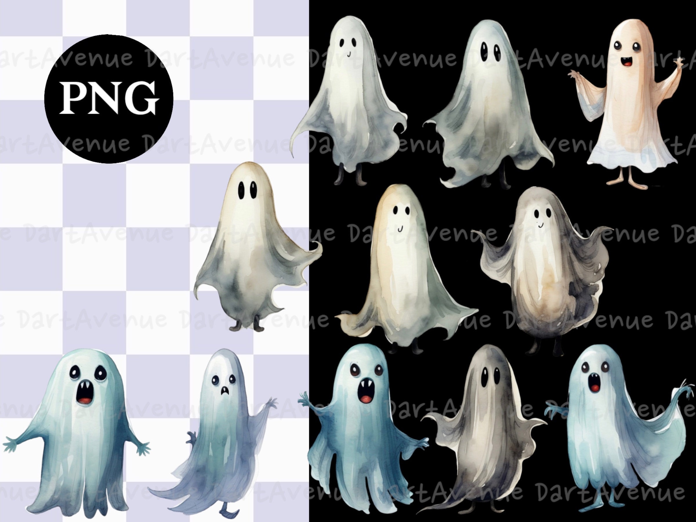 Halloween Watercolor Clipart, Bat Watercolor Clipart Bundle, Ghost ...