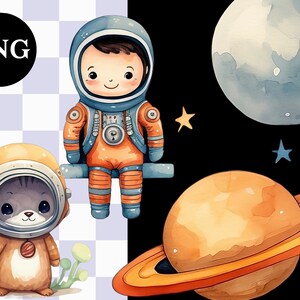 Space Watercolor Clipart, Space Exploration, Planets, Astronauts ...