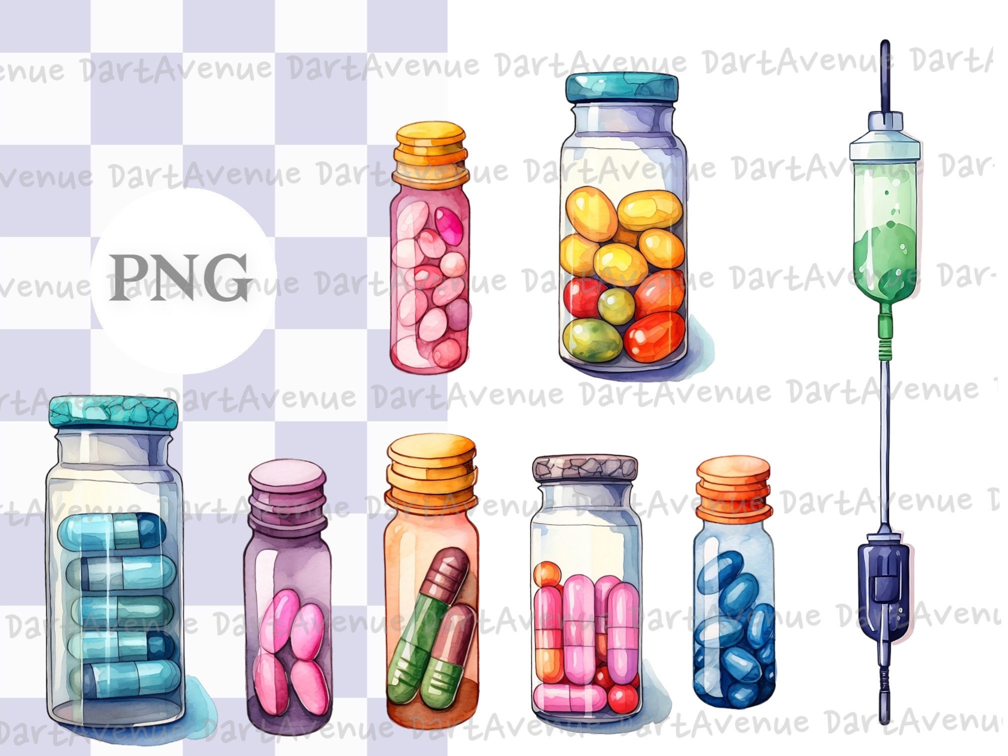Medical Watercolor Clipart Collection, Medicine Sticker, Health ...