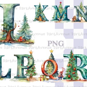Christmas Alphabet PNG, Watercolor Clipart Collection, Christmas ...