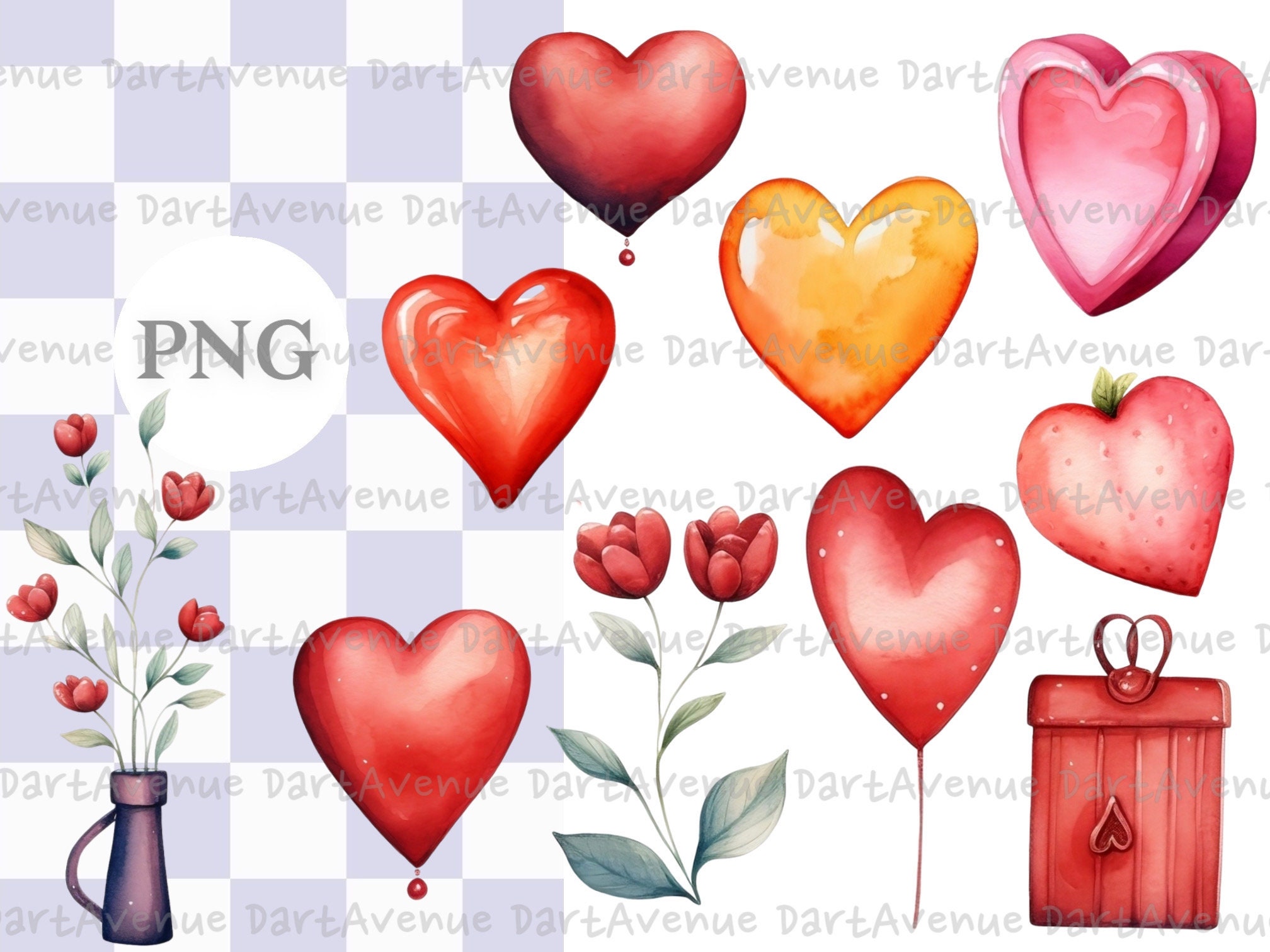Watercolor Valentines Day Clipart, Love Heart Clipart, Cute Love ...