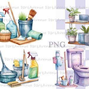 Watercolor Cleaning Clipart Collection, Cleaner Art, Household Chores ...